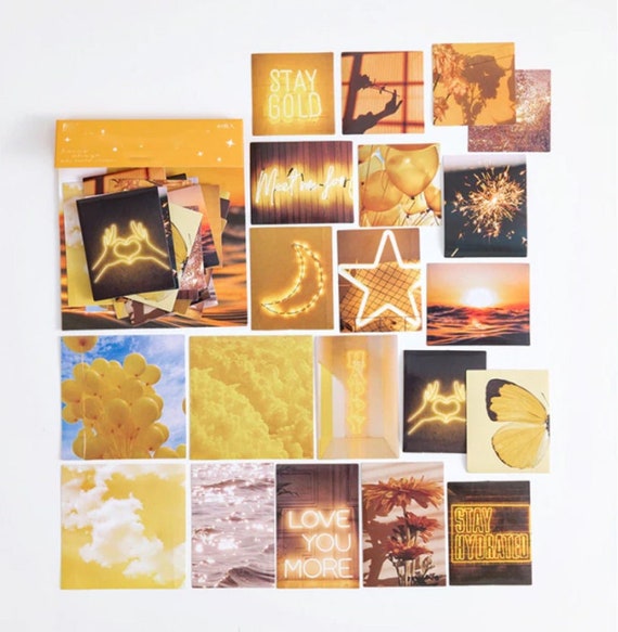 40 pcs Colourful Postage Stamps Stickers Junk Journal Yellow Aesthetic ...