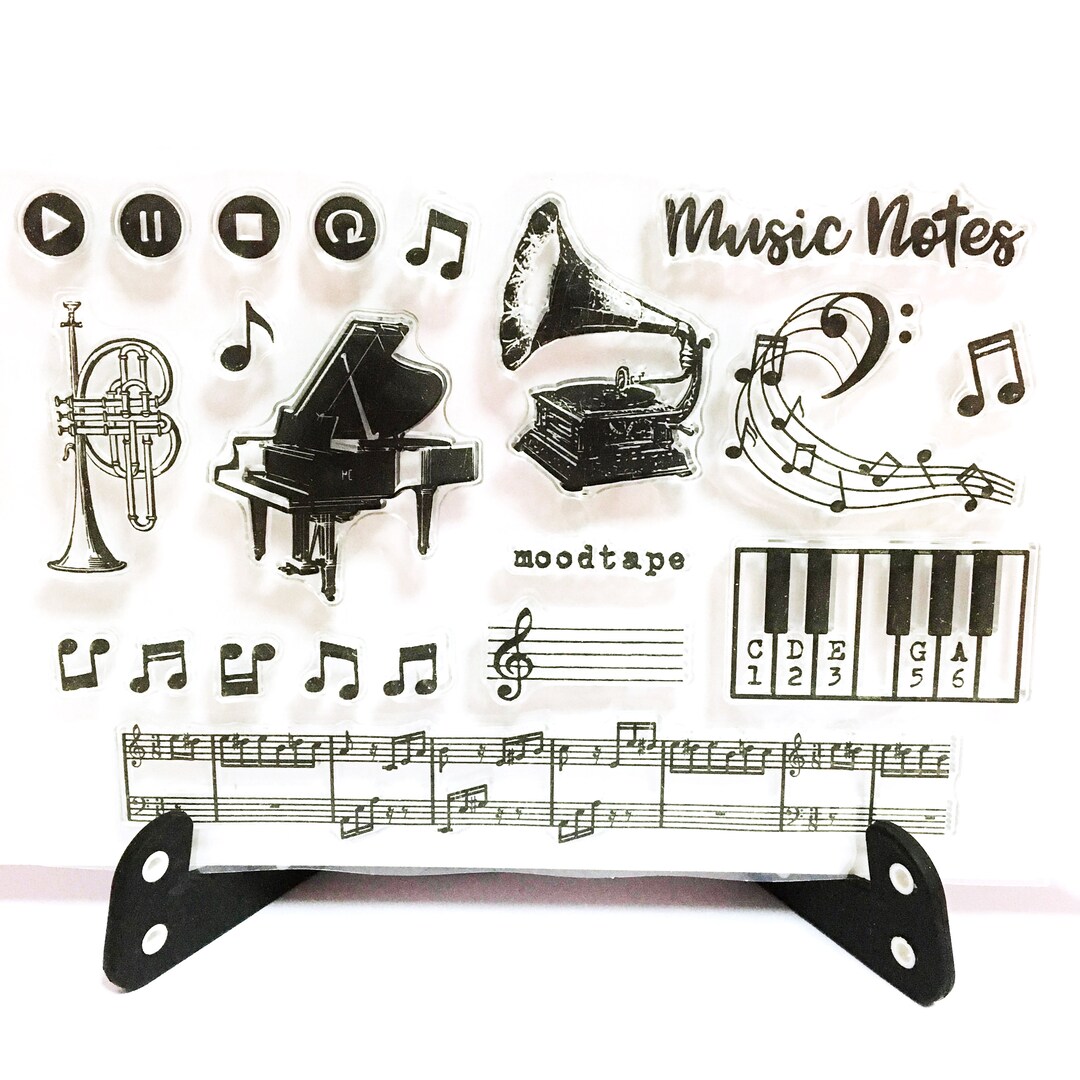 Music Stamp, Music Notes Clear Transparent Stamp, Tunes Rubber Stamp ...