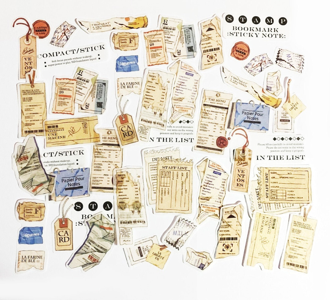 40 Pcs Labels Washi Sticker, List Sticker, Retro Label, Scrapbooking ...