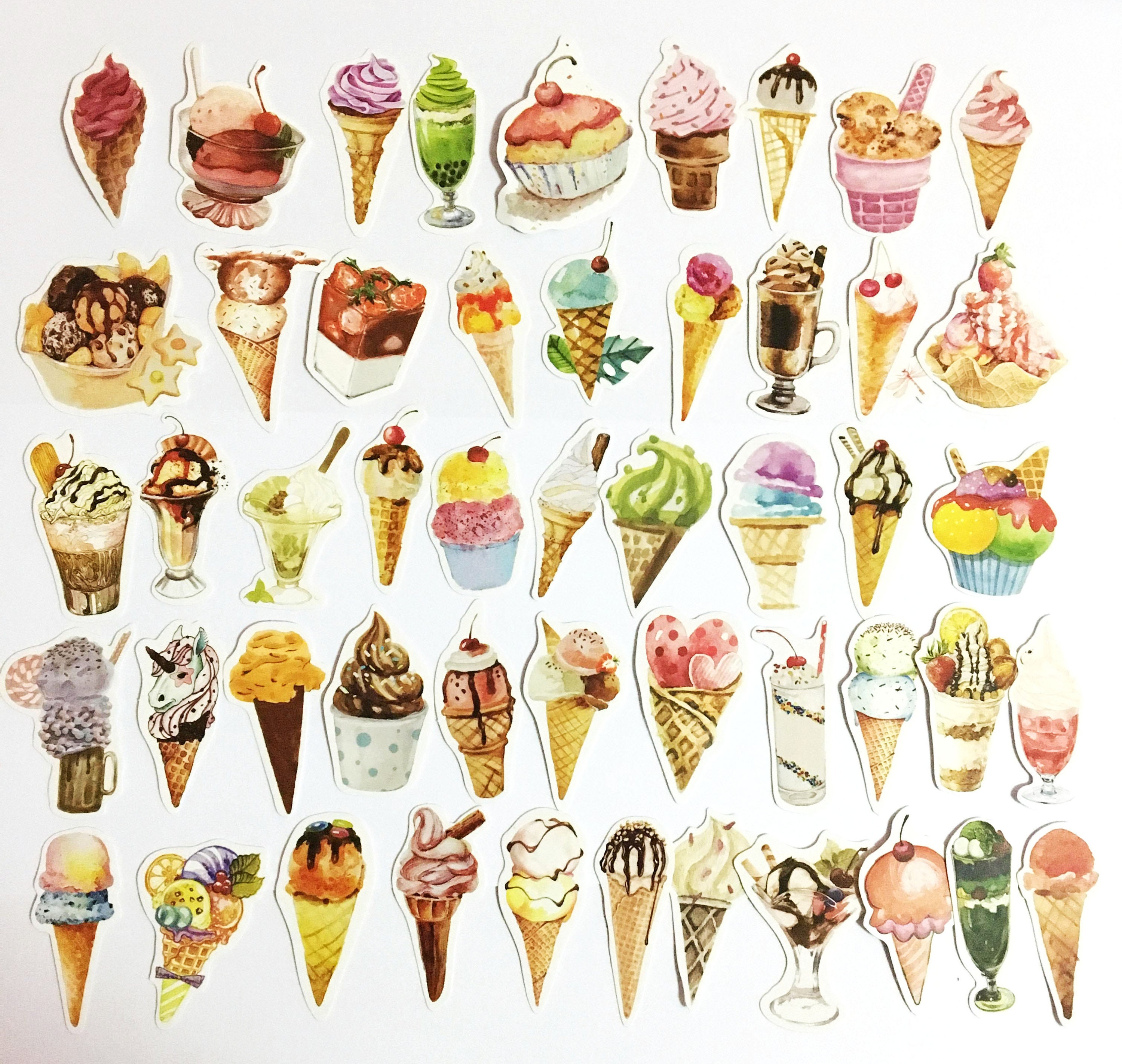 Papercraft Bullet Journal or Planner Accessories 46 Ice-Cream Stickers ...