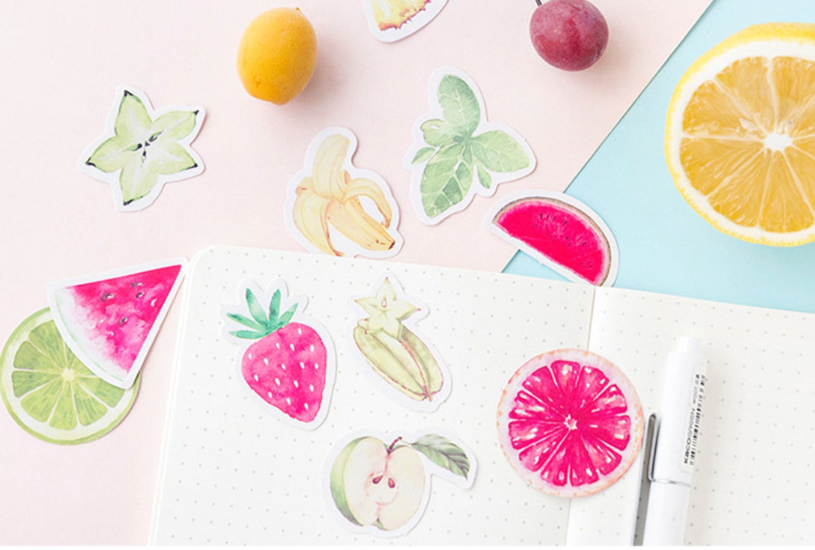 45 Pcs Fruits Sticker Fruit Watercolor Sticker Summer - Etsy