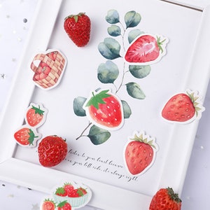 45 Pcs Strawberry Watercolor Sticker, Fruit Sticker Flakes, Stickers ...