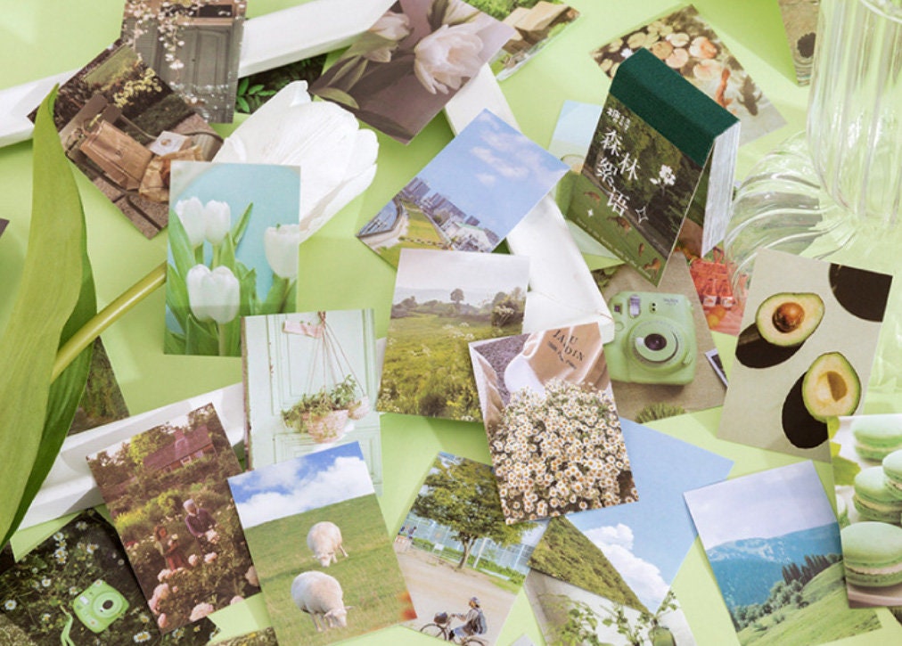 50 Pcs Green Aesthetic Sticker Pack Sticker Pad Booklet | Etsy