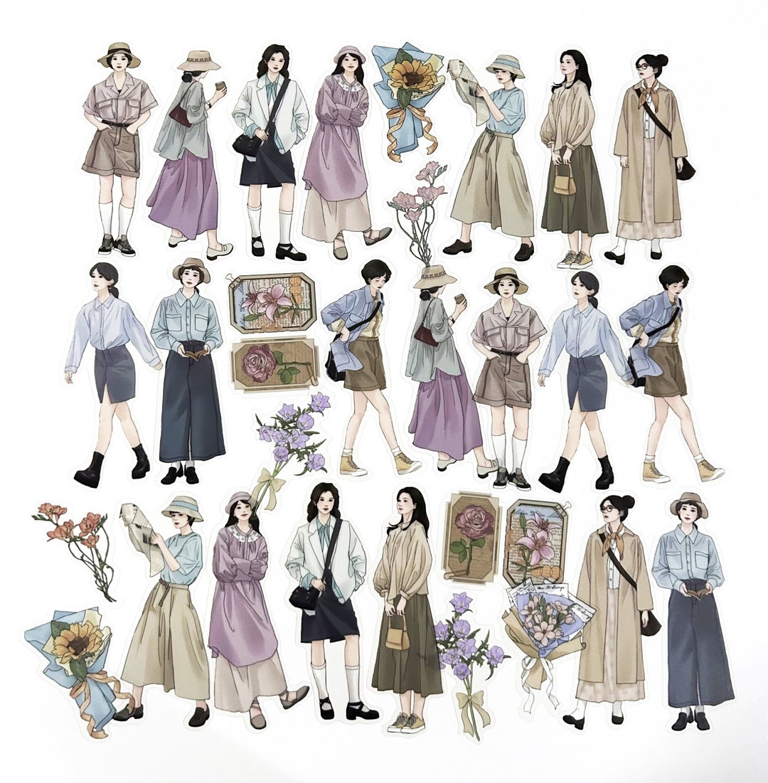 30 Pcs Girls Clear Sticker, PVC Sticker Pack, Scrapbook, Journal, Junk ...