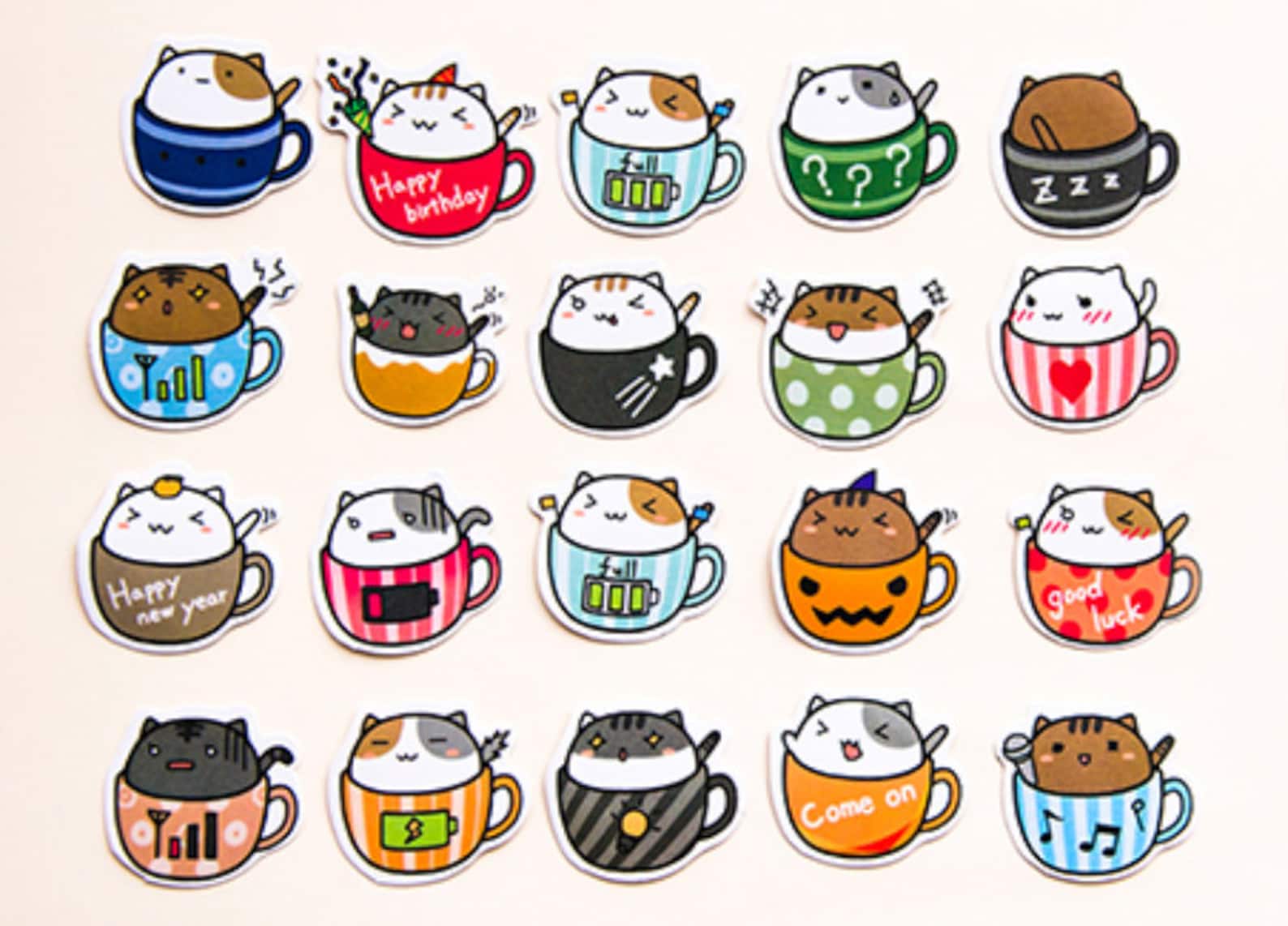 20 Pcs Coffee Cat Sticker Pack Cat in Coffee Cup Sticker - Etsy