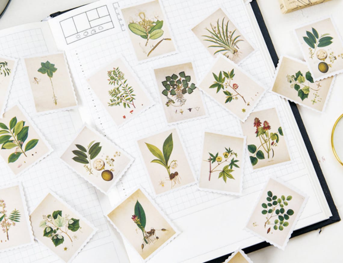 45 Pcs Plants Sticker Pack Botanicals Stamp Sticker Herbs | Etsy