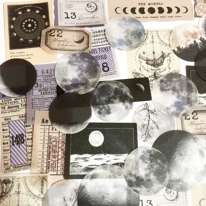 40 Pcs Celestial Washi Sticker, Moon Sticker Flakes, Travel Journal ...