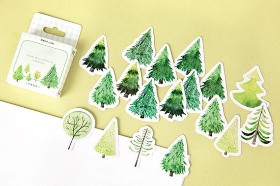 45 Pcs Pine Tree Sticker Pack Plants Sticker Evergreen - Etsy