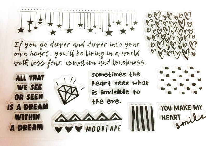 Love Quotes Stamp Hearts Clear Transparent Stamp Diamond Gem - Etsy