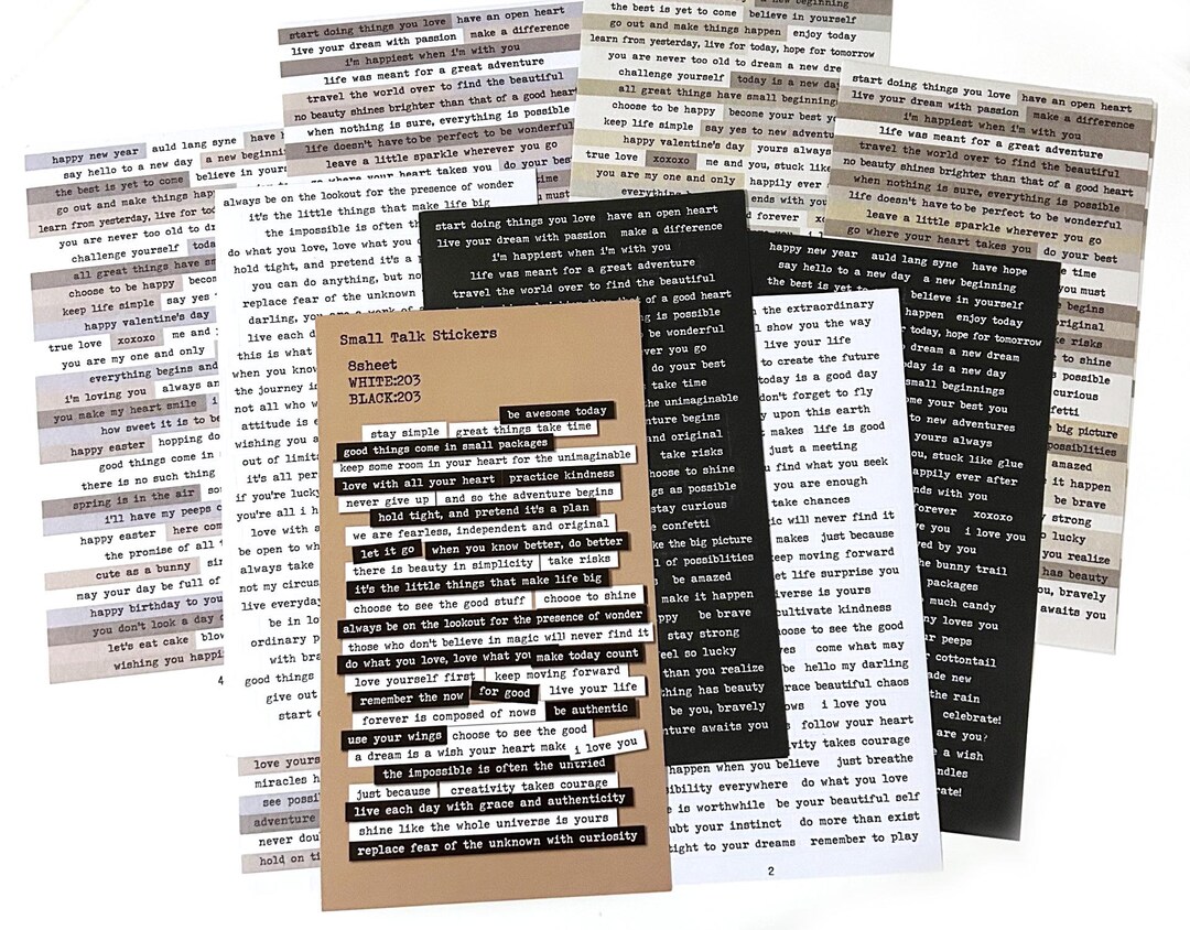 8 Sheets Quotes Sticker, Motivational Quote, Scrapbook, Junk Journal ...