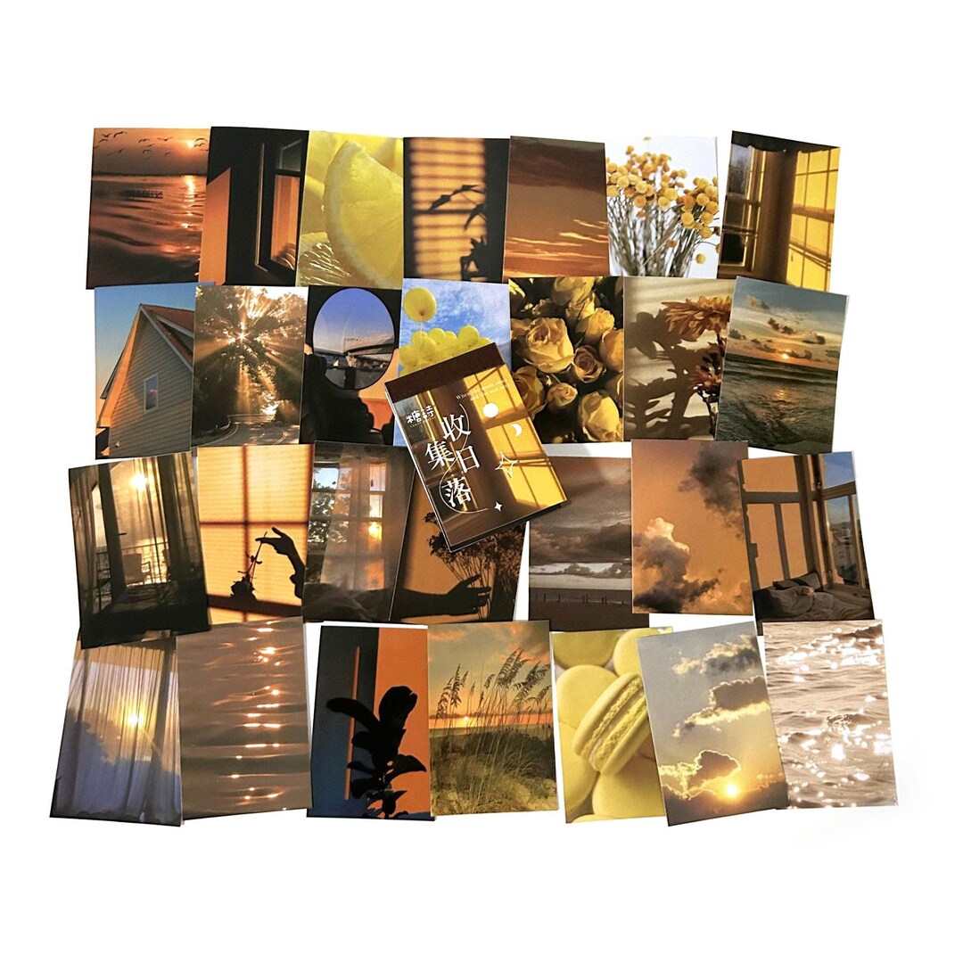 50 Pcs Orange Yellow Aesthetic Sticker, Sticker Pad, Booklet, Travel ...