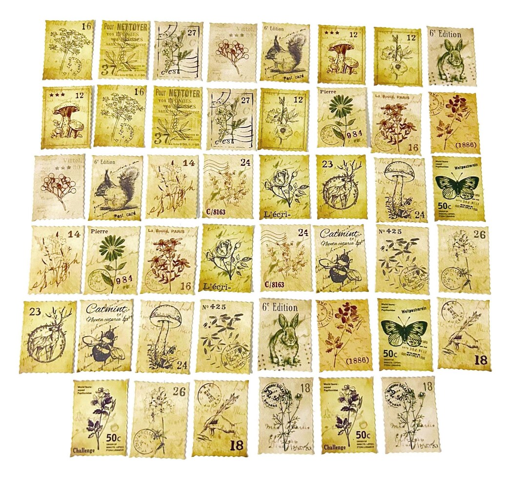 45 Pcs Botanicals Sticker Pack, Plants Stamp, Herbs, Scrapbook, Junk ...