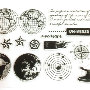 Globe Stamp, Compass Clear Transparent Stamp, World Map Rubber Stamp ...