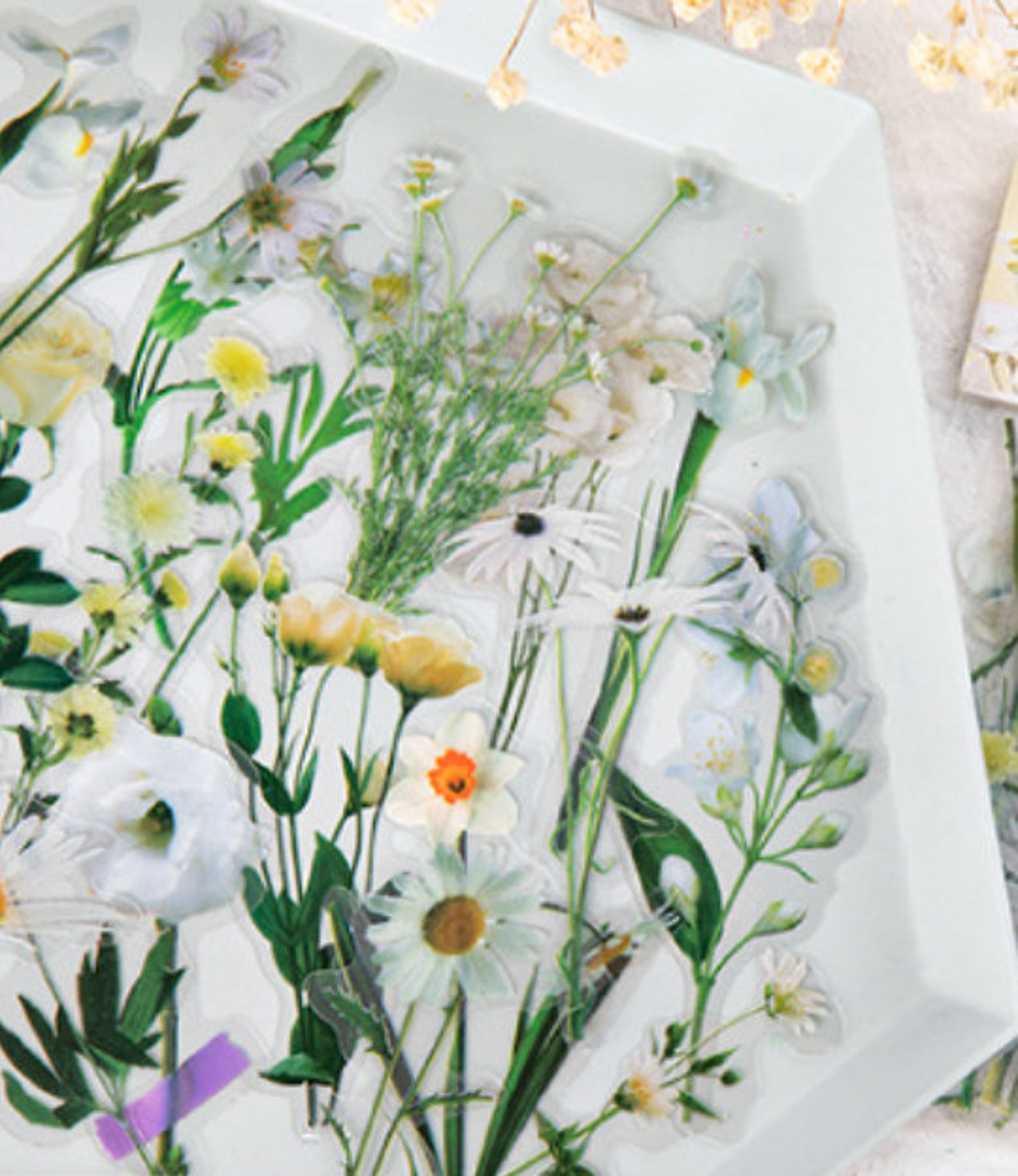 40 Pcs White Flowers Clear Sticker Floral Clear Sticker - Etsy