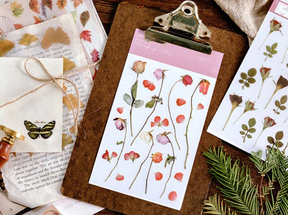 Rose Rub-on Sticker Flowers Transfer Sticker Filofax - Etsy