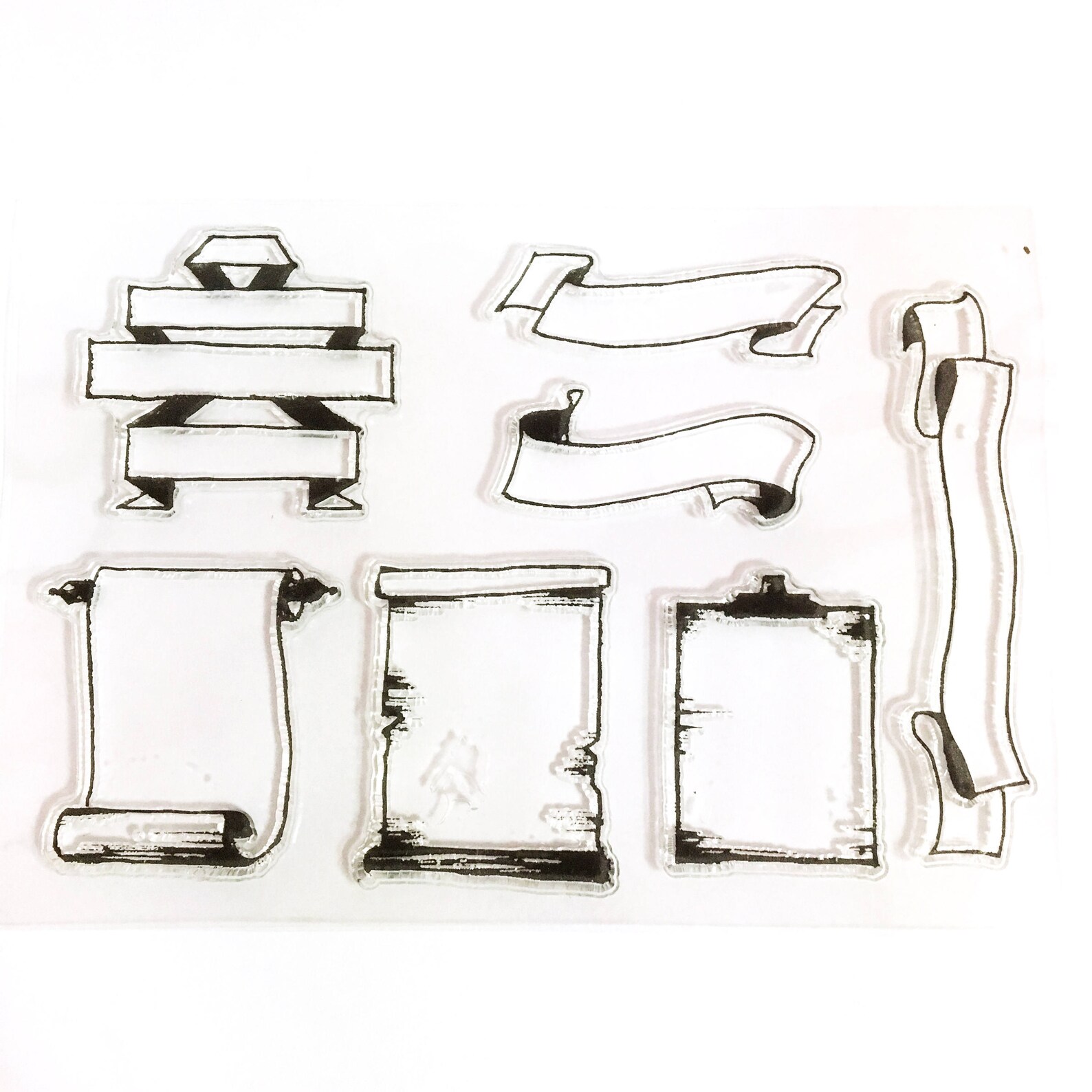 Antique Scroll Stamp Ribbon Banner Clear Transparent Stamp - Etsy