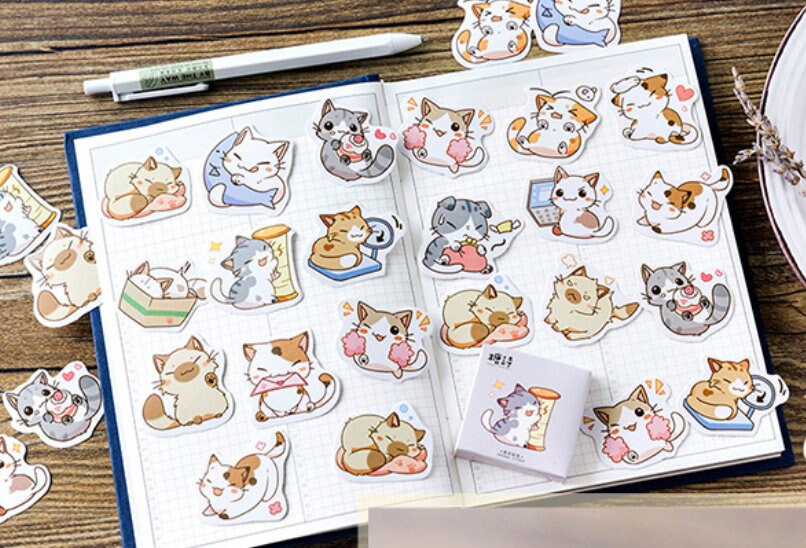 45 Pcs Cute Cats Sticker Cats Kitten Sticker Pet Animals | Etsy