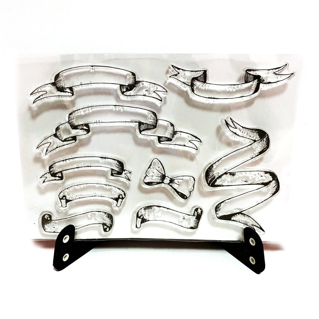 Banner Stamp, Ribbon Banner Clear Transparent Stamp, Ribbon Scroll ...