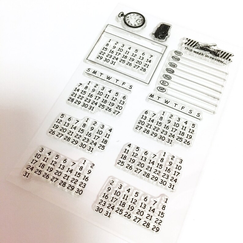Calendar Stamp Clear Transparent Stamp Rubber Stamp Planner | Etsy