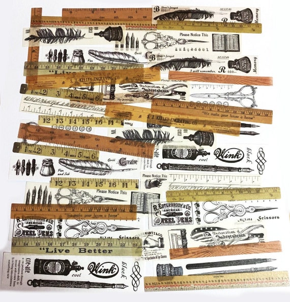 40 Pcs Writing Tools Washi Sticker Ruler Sticker Junk - Etsy