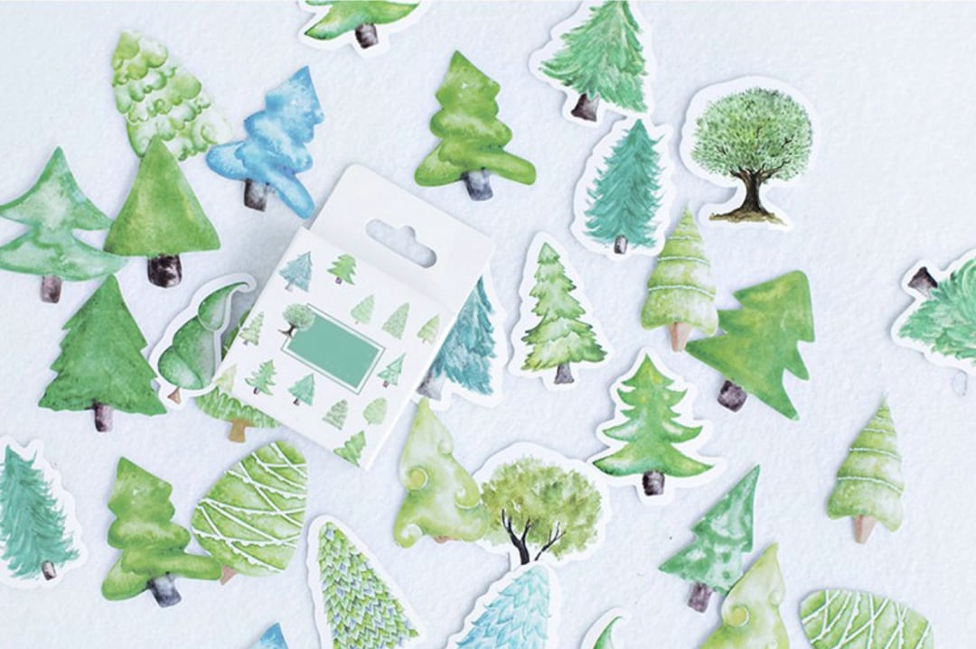 45 Pcs Tree Sticker, Plants Sticker Flakes, Evergreen Stickers ...