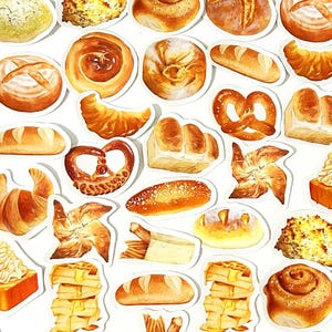46 Pcs Pastry Sticker, Waffles Sticker Pack, Bread Stickers, Scrapbook ...