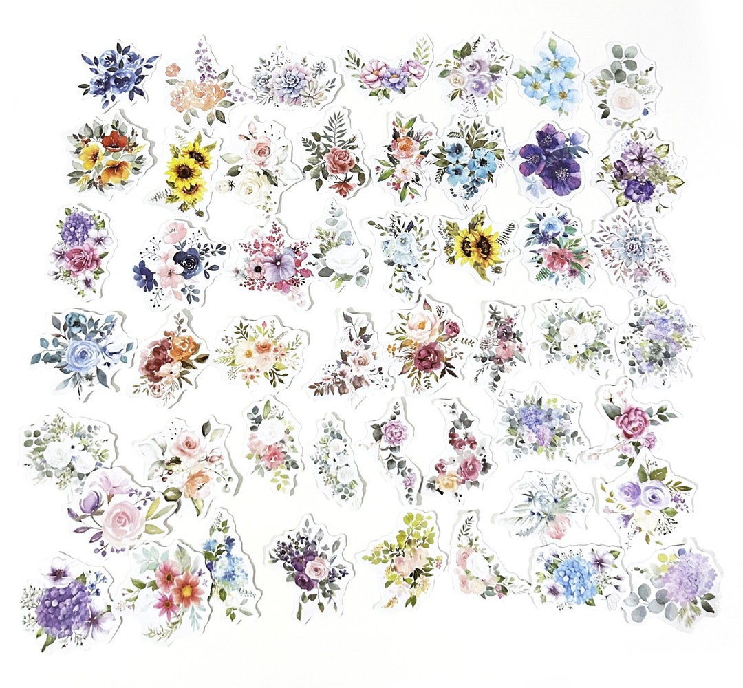 45 Pcs Flower Sticker, Flora and Fauna Sticker Pack, Roses Stickers ...