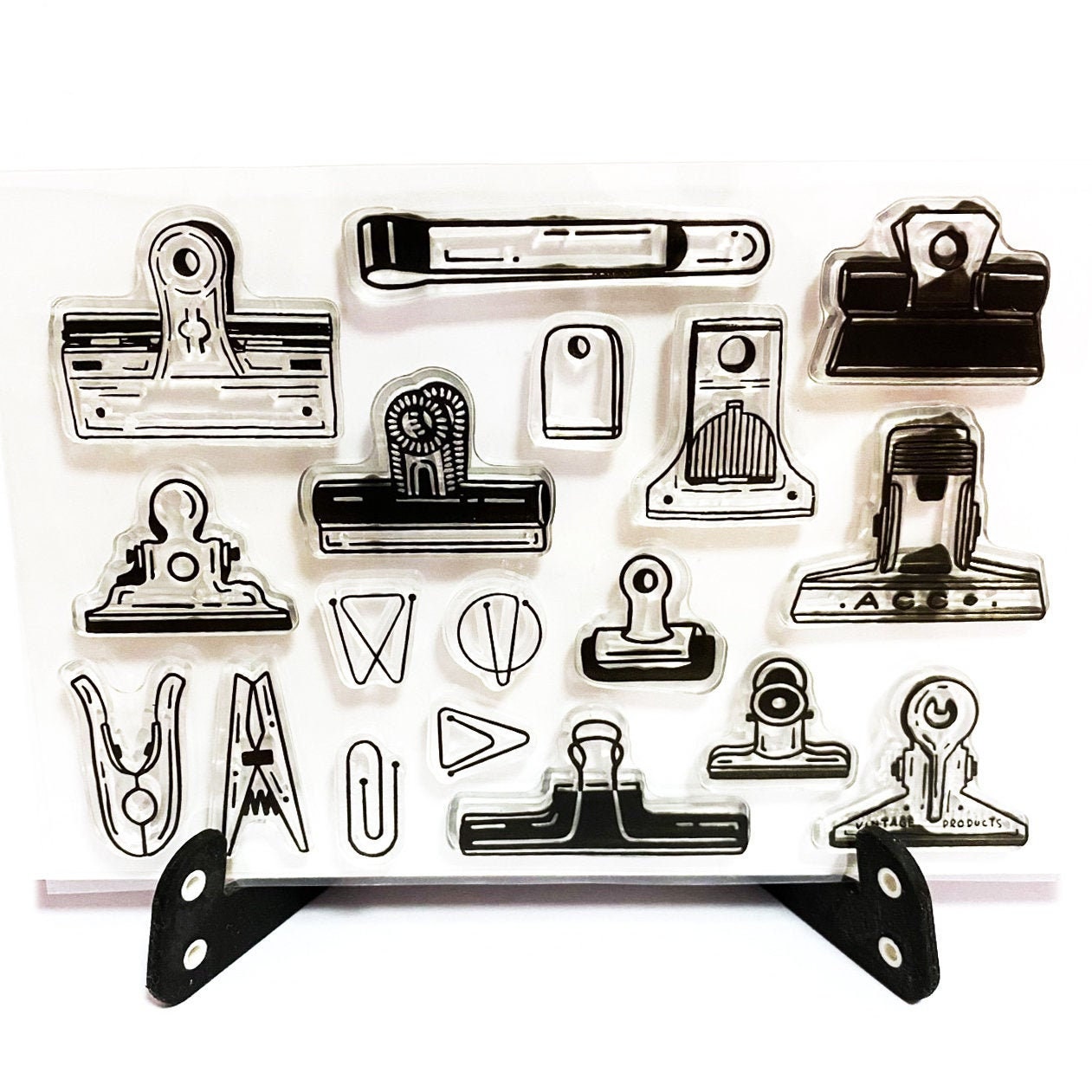 Binder Clip Stamp Paper Clip Clear Transparent Stamp Memo - Etsy