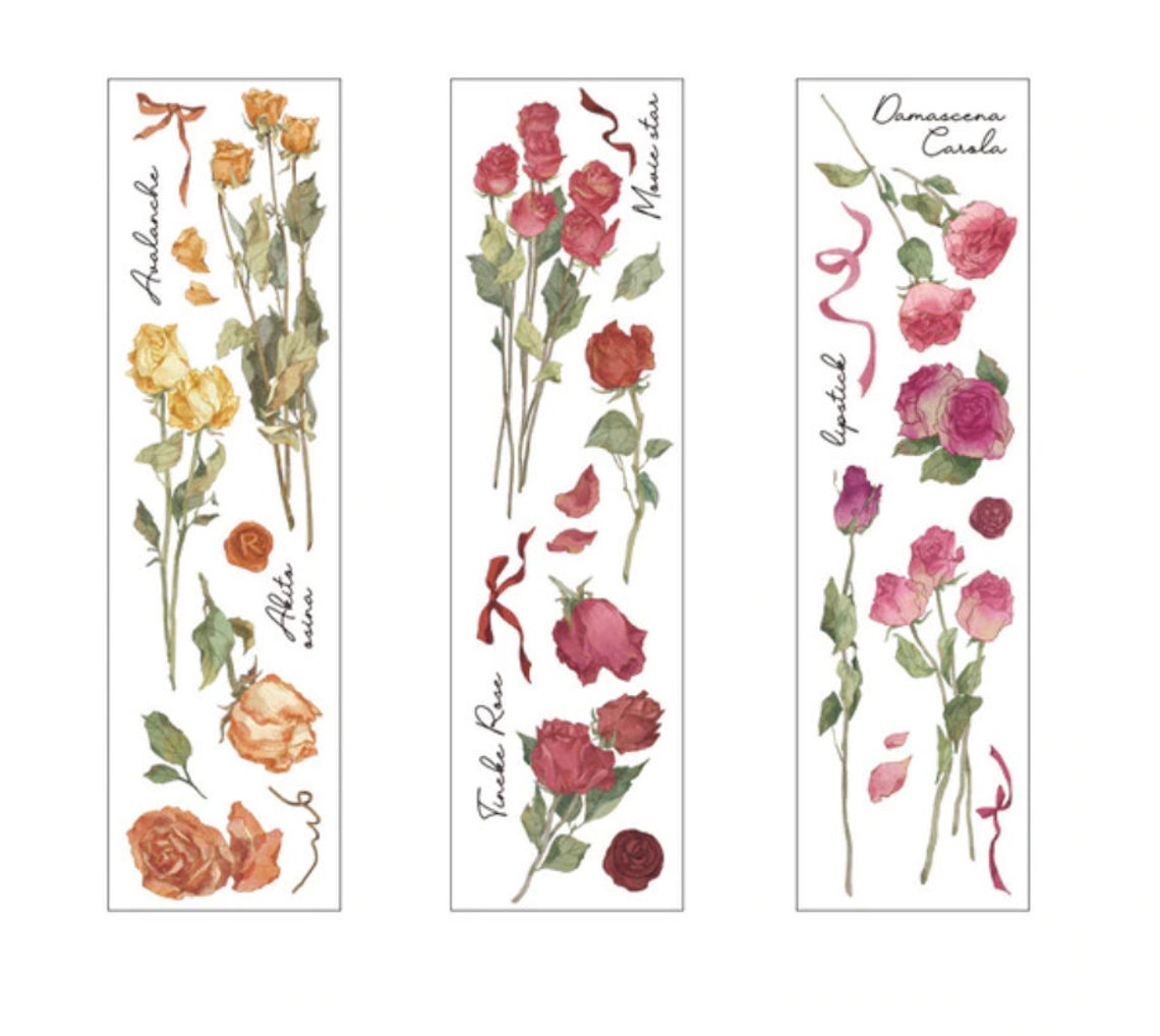 6 Pcs Roses Large Clear Sticker Rose Flower PVC Sticker - Etsy