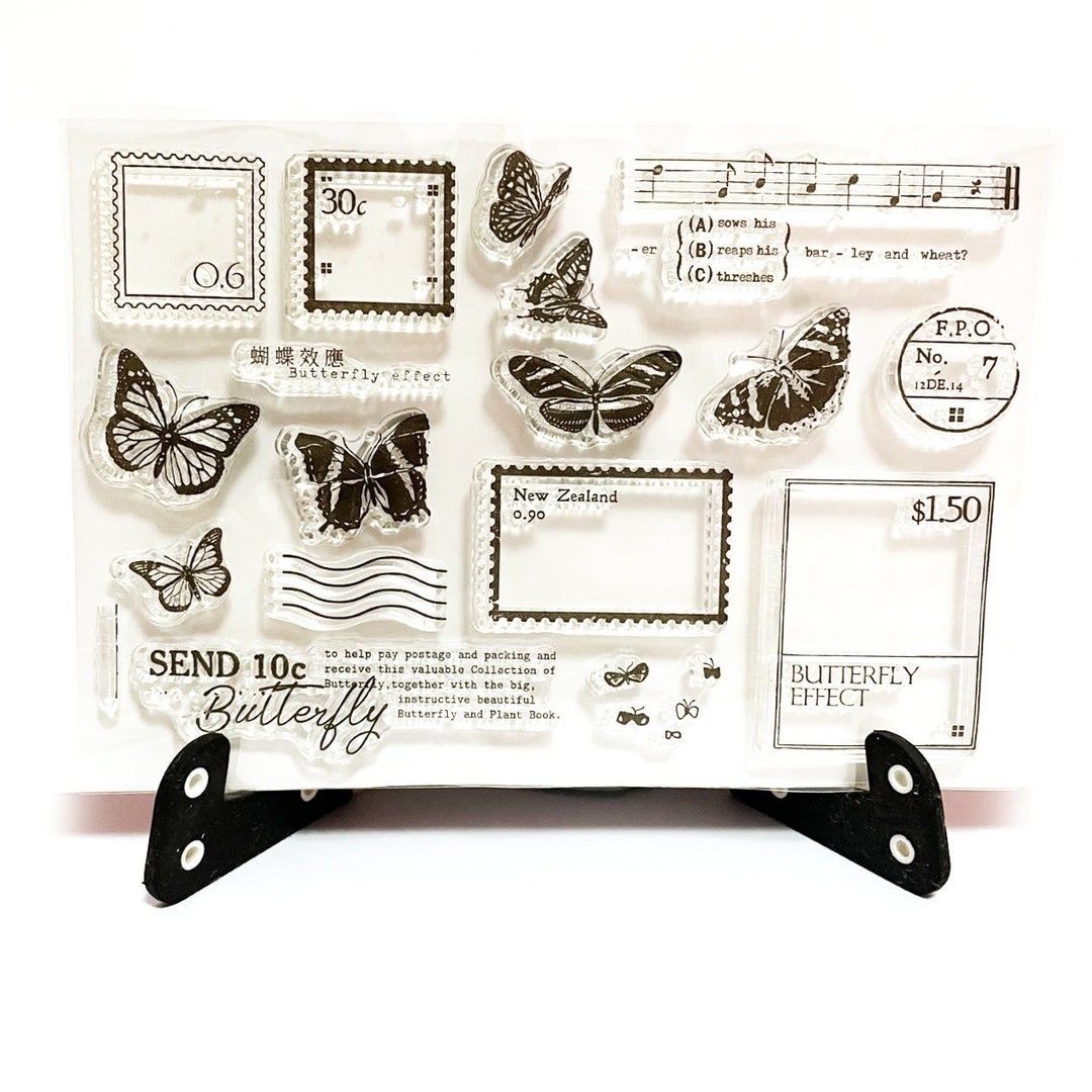 Butterfly Postage Stamp, Layered Postage Clear Transparent Stamp ...
