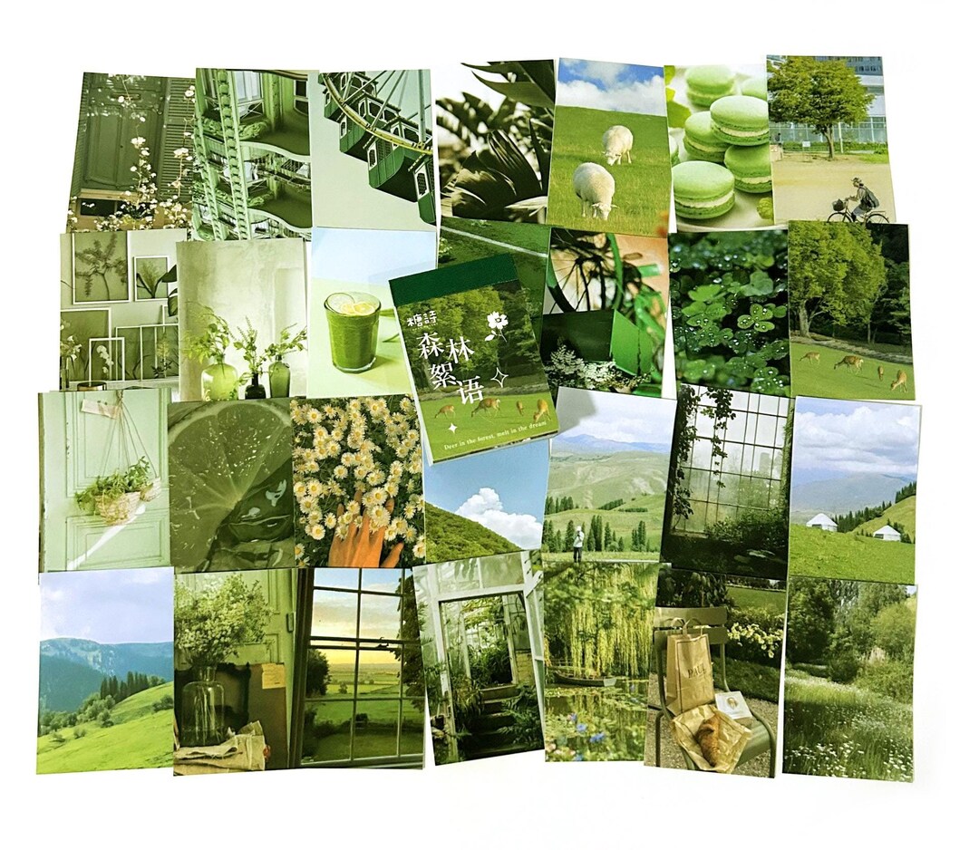 50 Pcs Green Aesthetic Sticker Pack, Sticker Pad, Booklet, Travel ...