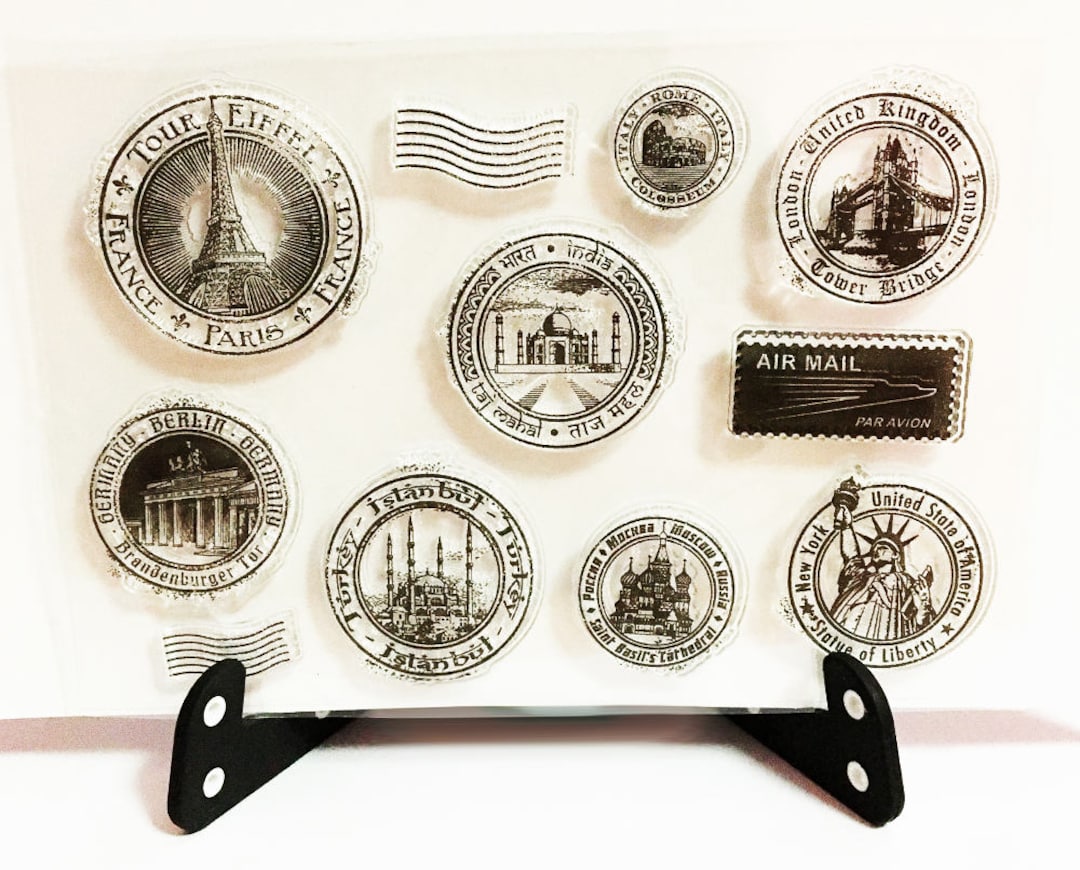 Travel Landmark Stamp, Postal Clear Transparent Stamp, Postmark Rubber ...
