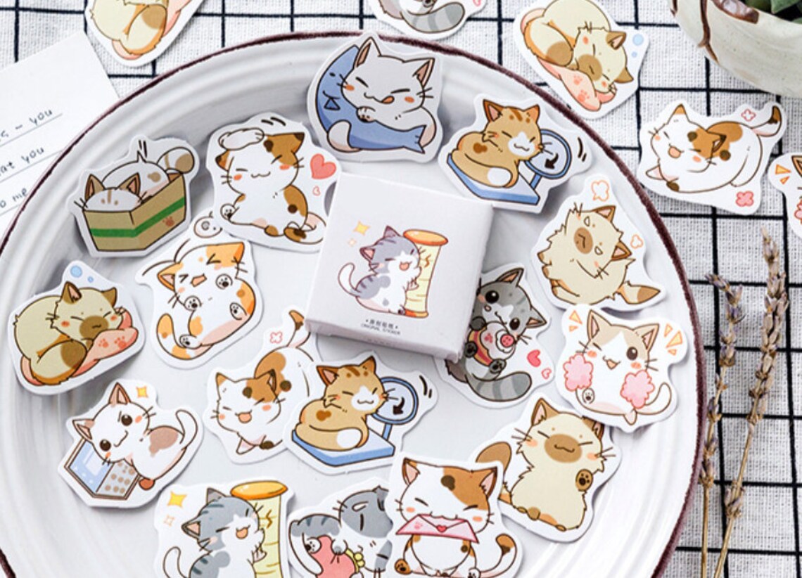 45 Pcs Cute Cats Sticker Cats Kitten Sticker Pet Animals | Etsy