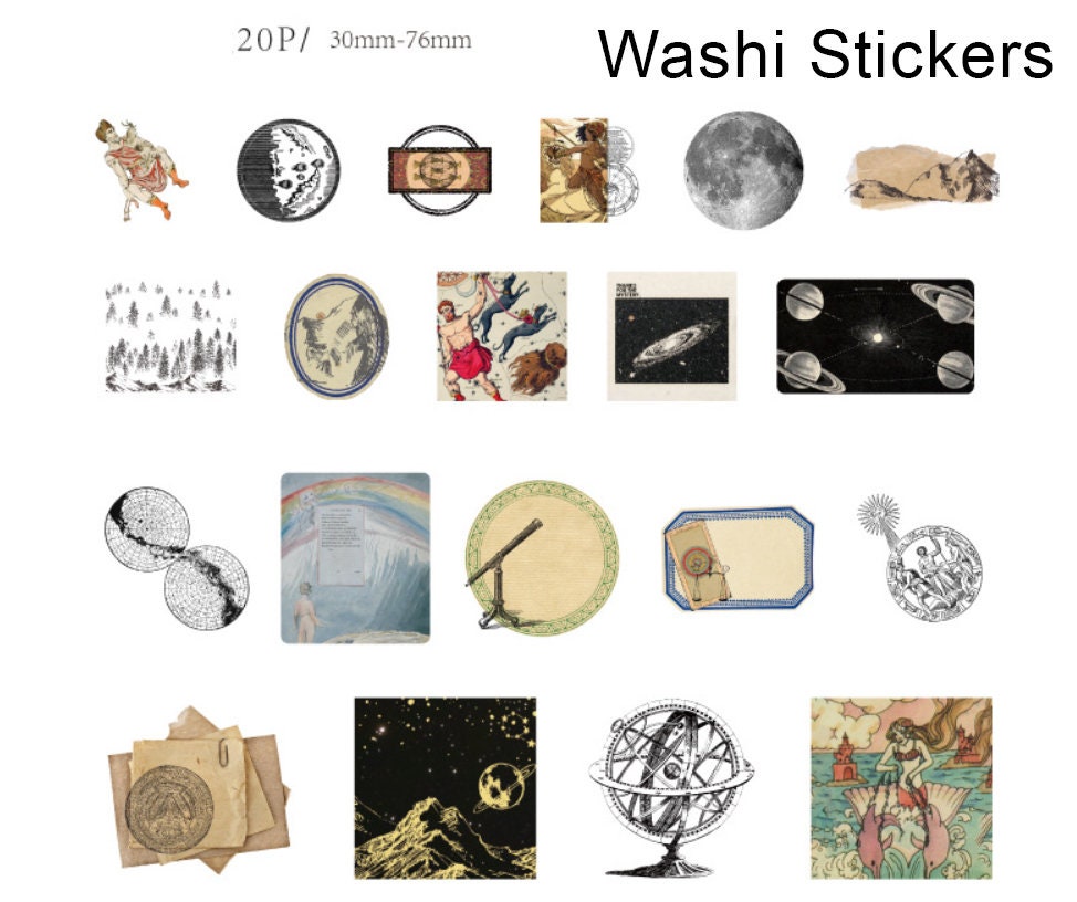 60 Pcs Galaxy Junk Journal Kit Celestial Sticker Pack - Etsy