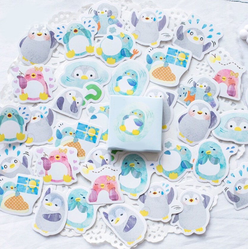 45 Pcs Cute Penguin Sticker Winter Sticker Flakes Animals - Etsy