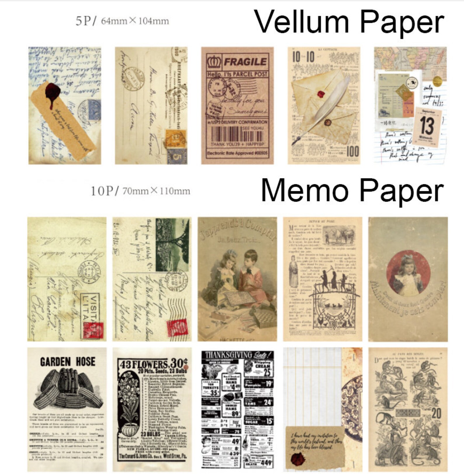 60 Pcs Retro Collage Junk Journal Kit Label Tag Sticker Pack - Etsy