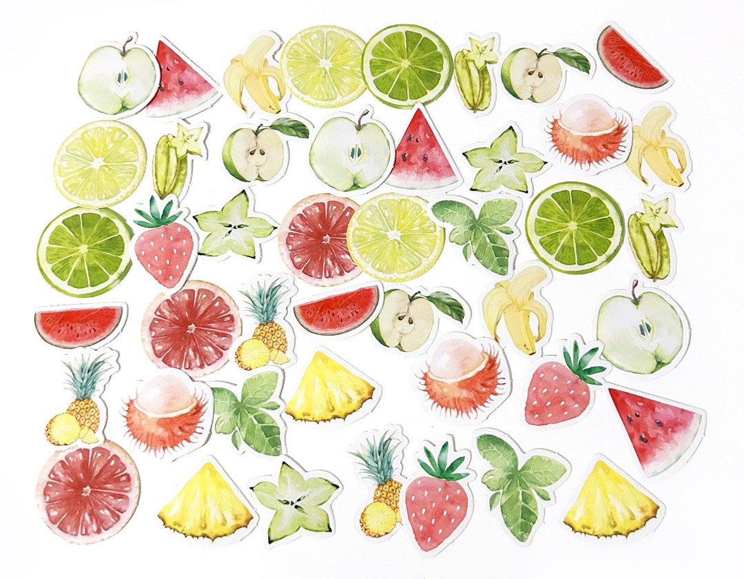 45 Pcs Fruits Sticker, Fruit Watercolor Sticker, Summer Fruits ...