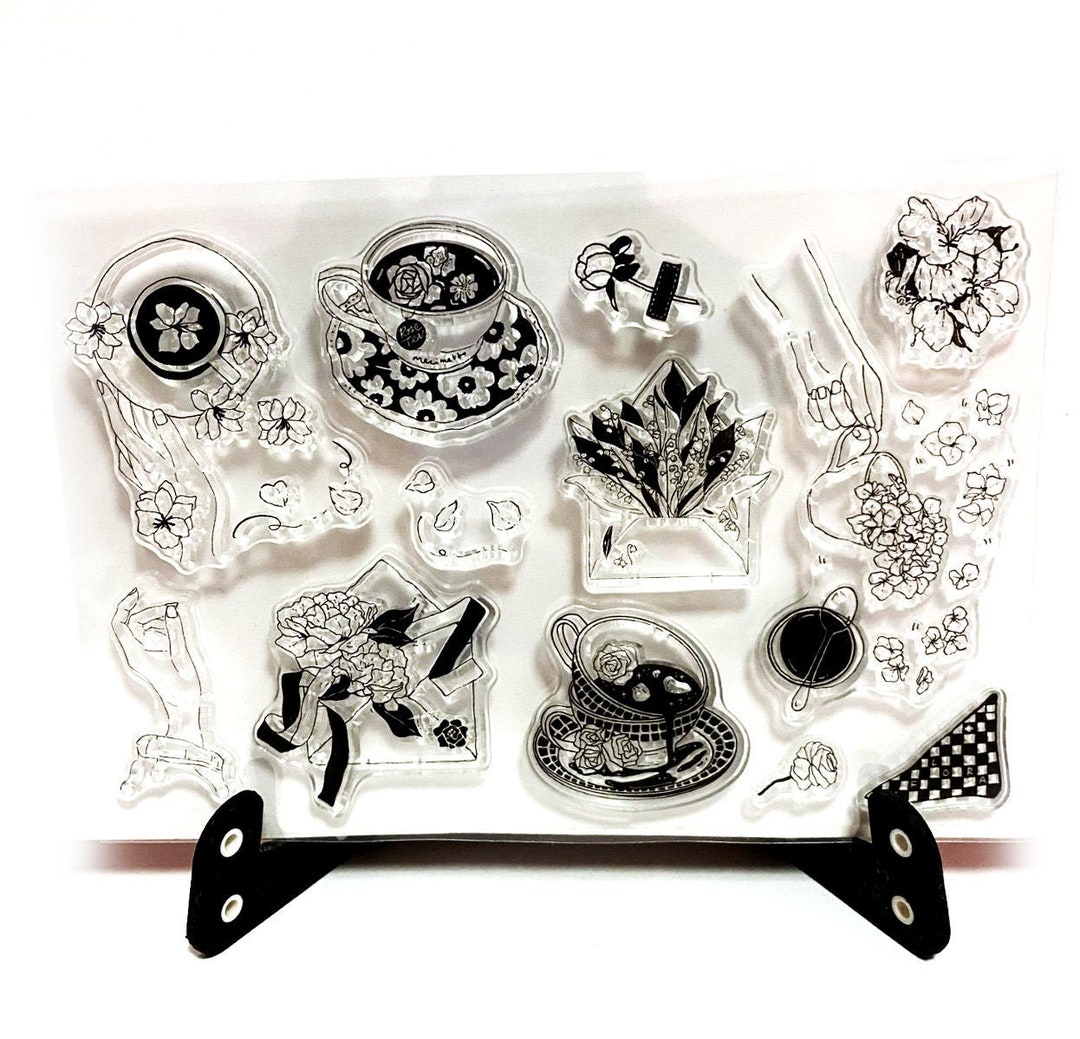 Coffee Tea Stamp, Scented Clear Transparent Stamp, Coffee Cup Rubber ...