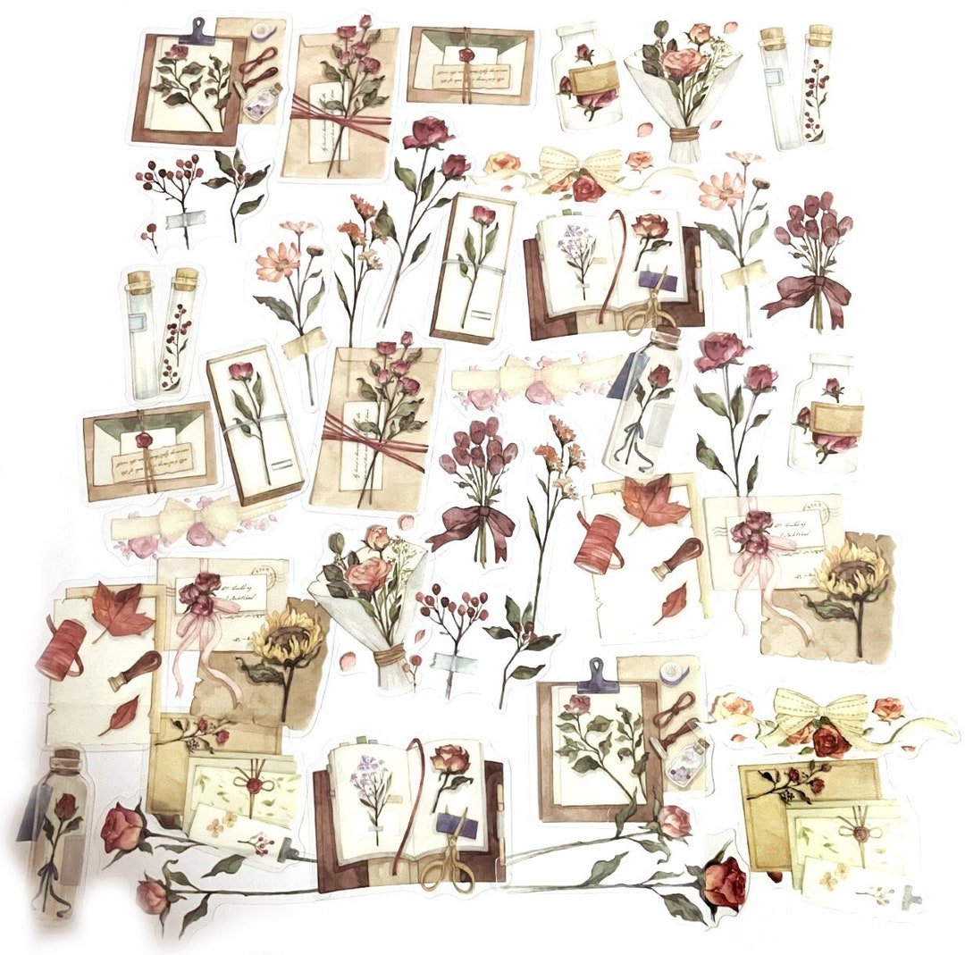 40 Pcs Botanicals Clear Sticker, Junk Journal Kit, Journal, Journal ...