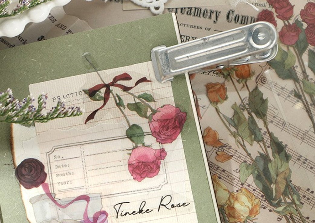 6 Pcs Roses Large Clear Sticker Rose Flower PVC Sticker | Etsy