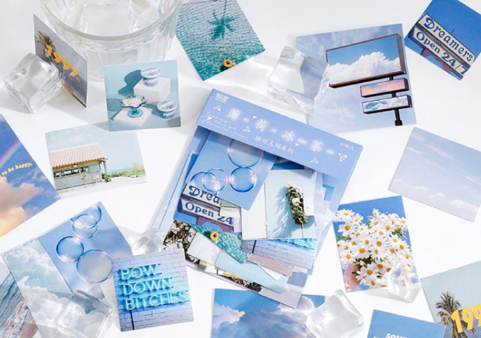 40 Pcs Pastel Blue Aesthetic Sticker Pack Scrapbooking Junk - Etsy