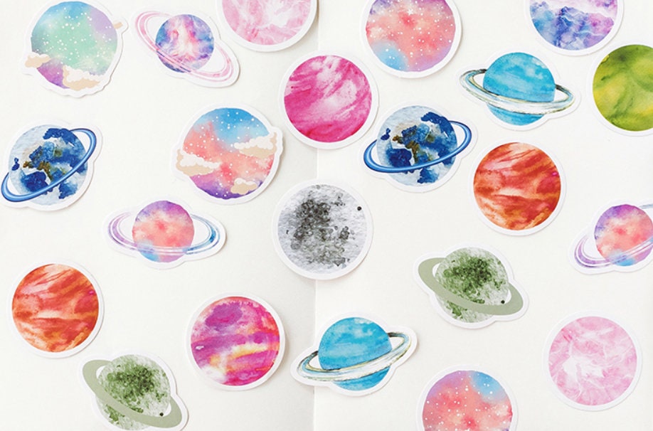 45 Pcs Planet Sticker Galaxy Sticker Travel Journal - Etsy