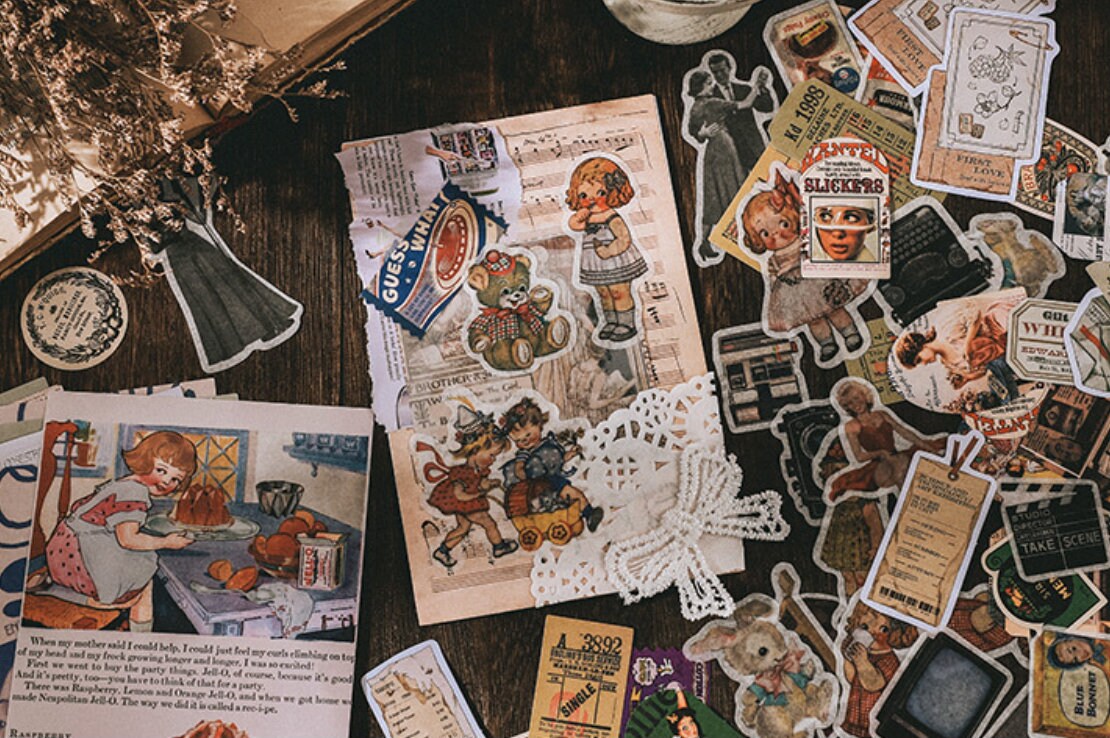 200 Pcs Retro Deco Items Junk Journal Kit Vintage Sticker - Etsy