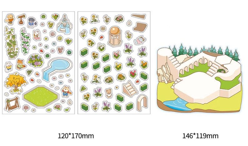 3D DIY Park Scene Sticker, Nature Scene Stickers, Journal Kit ...