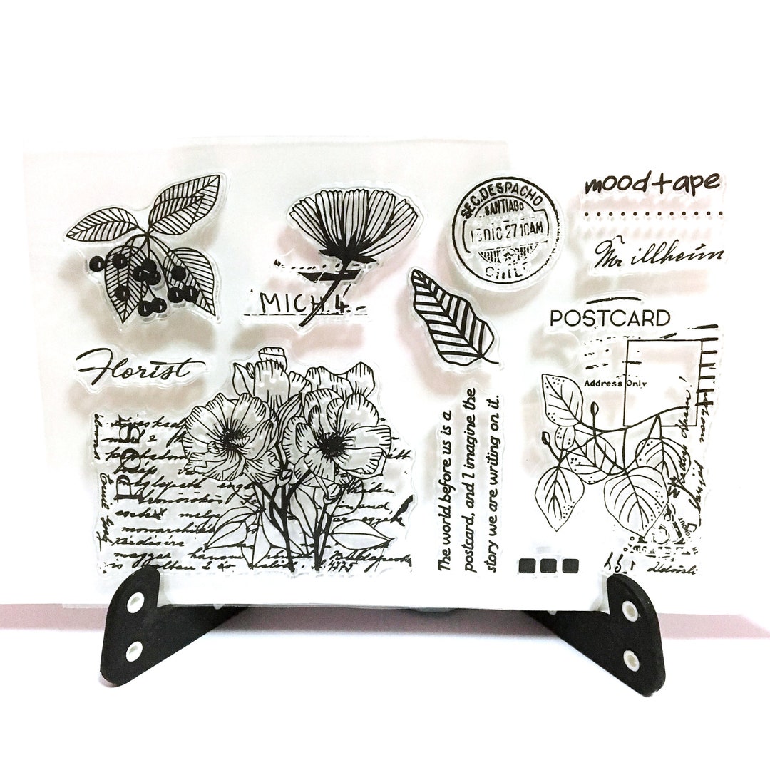 Leaf Flowers Stamp, Words Postcard Clear Transparent Stamp, Leaves ...