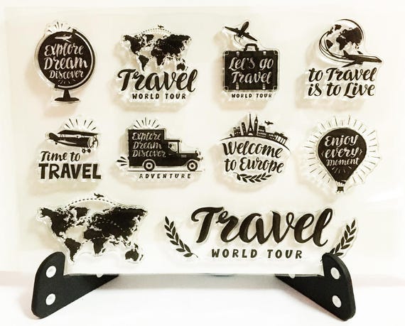 Travel Stamp Tour Clear Transparent Stamp Globe Wanderlust | Etsy