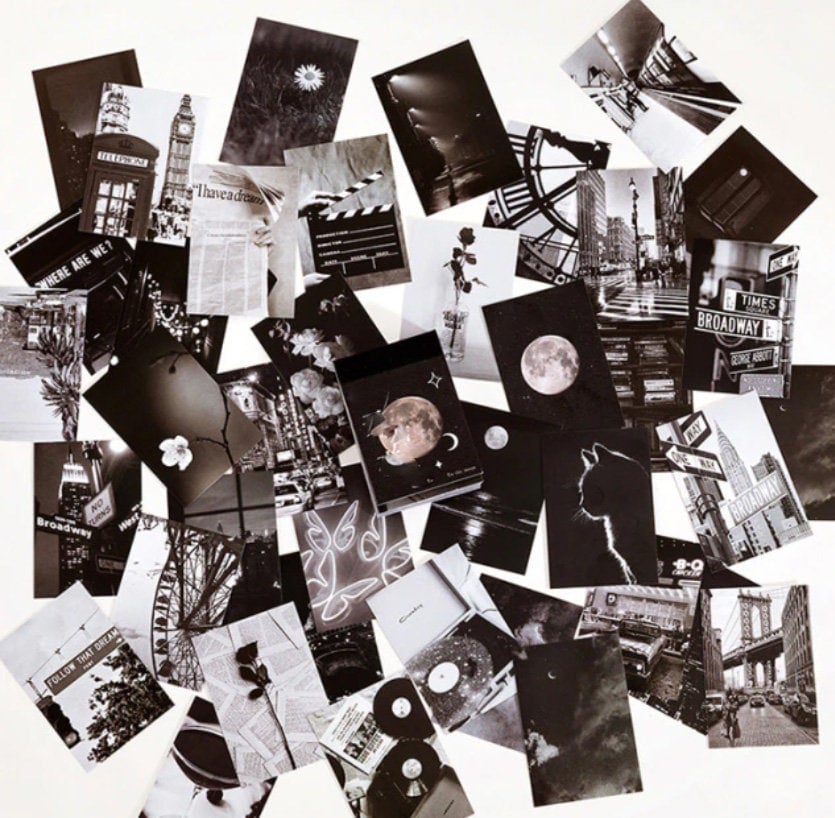 50 Pcs Black and White Aesthetic Sticker Sticker Pad - Etsy