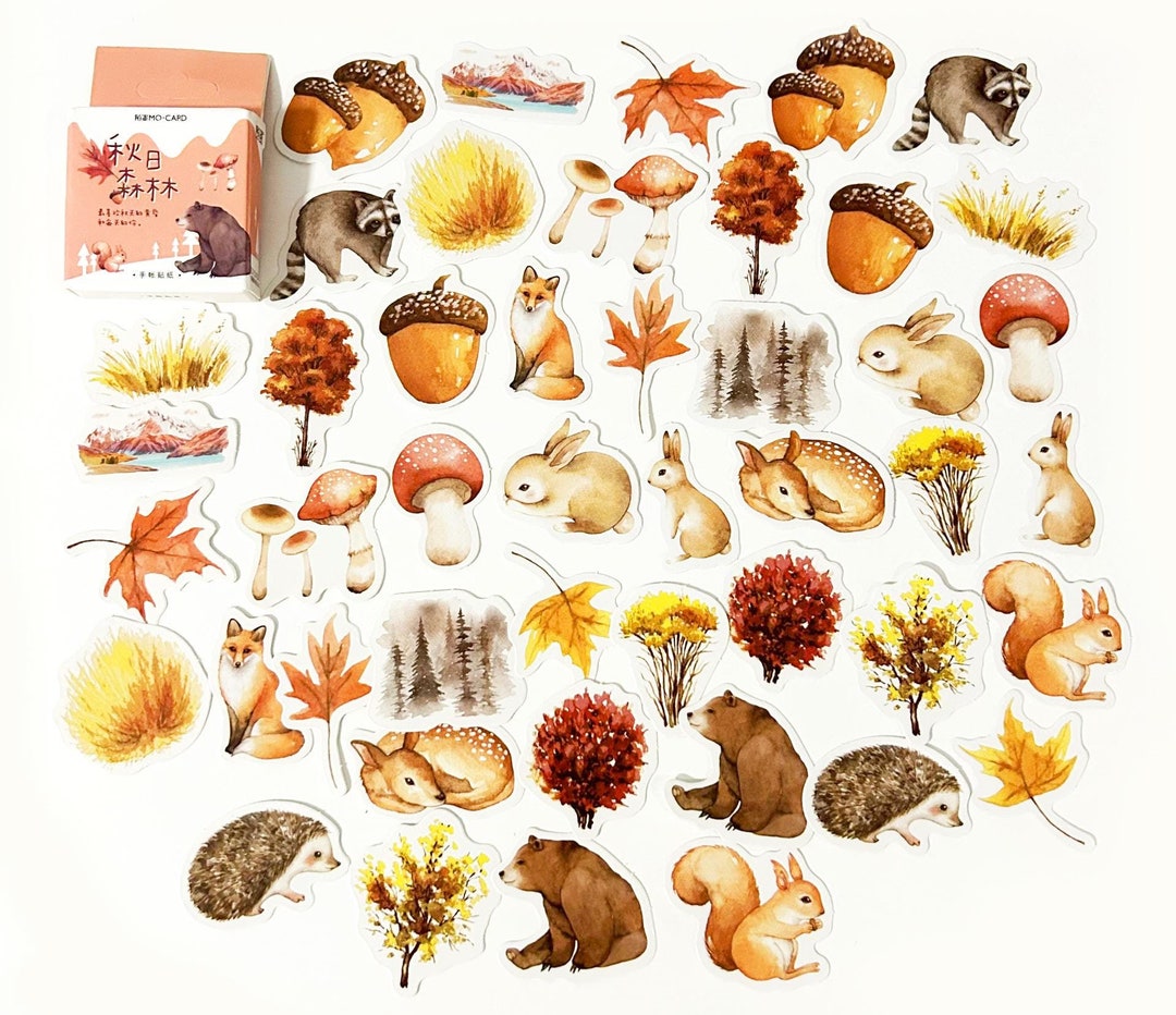 45 Pcs Autumn Planner Sticker, Fall Sticker Flakes, Forest Sticker ...