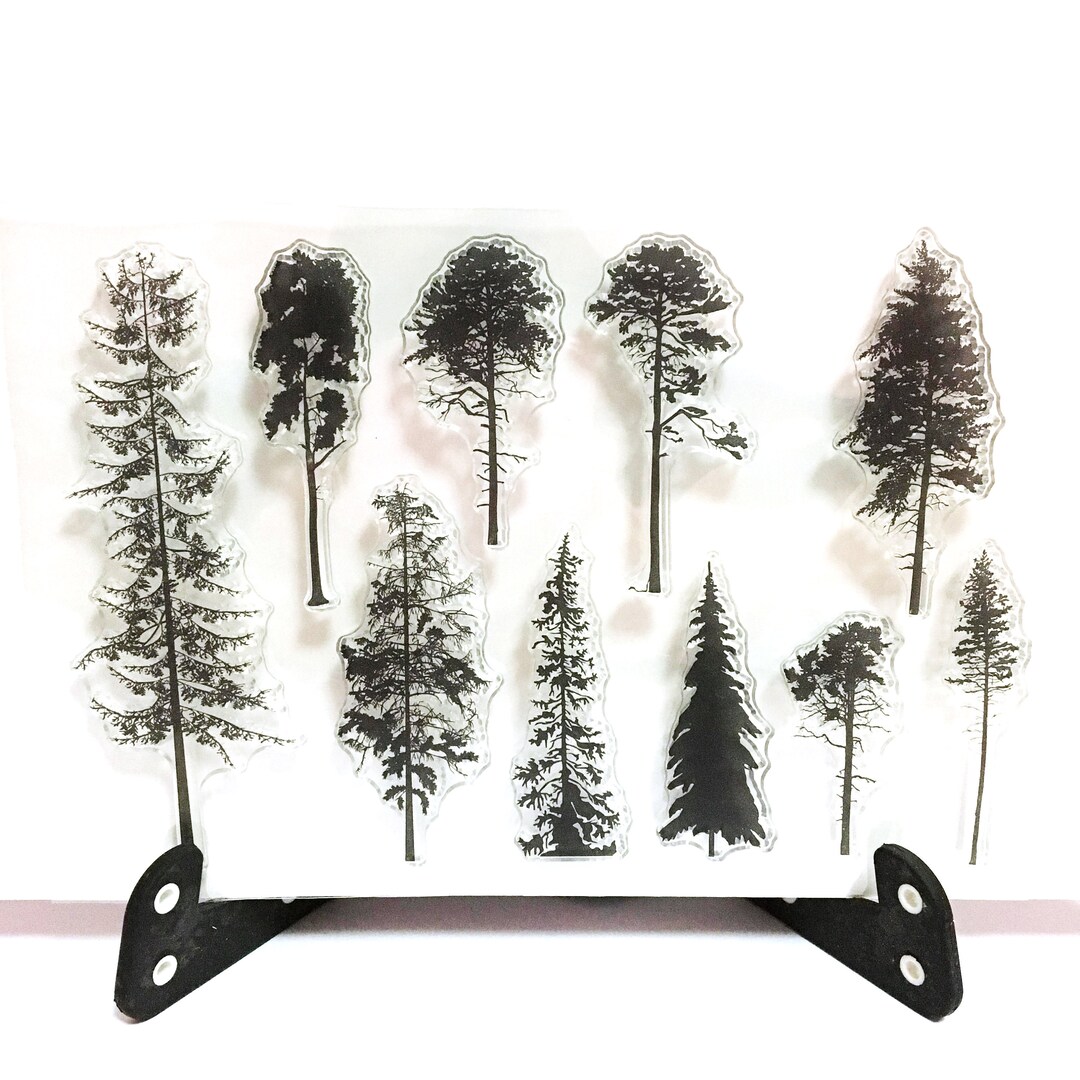 Tree Stamp, Trees Clear Transparent Stamp, Tree Silhouette Rubber Stamp ...