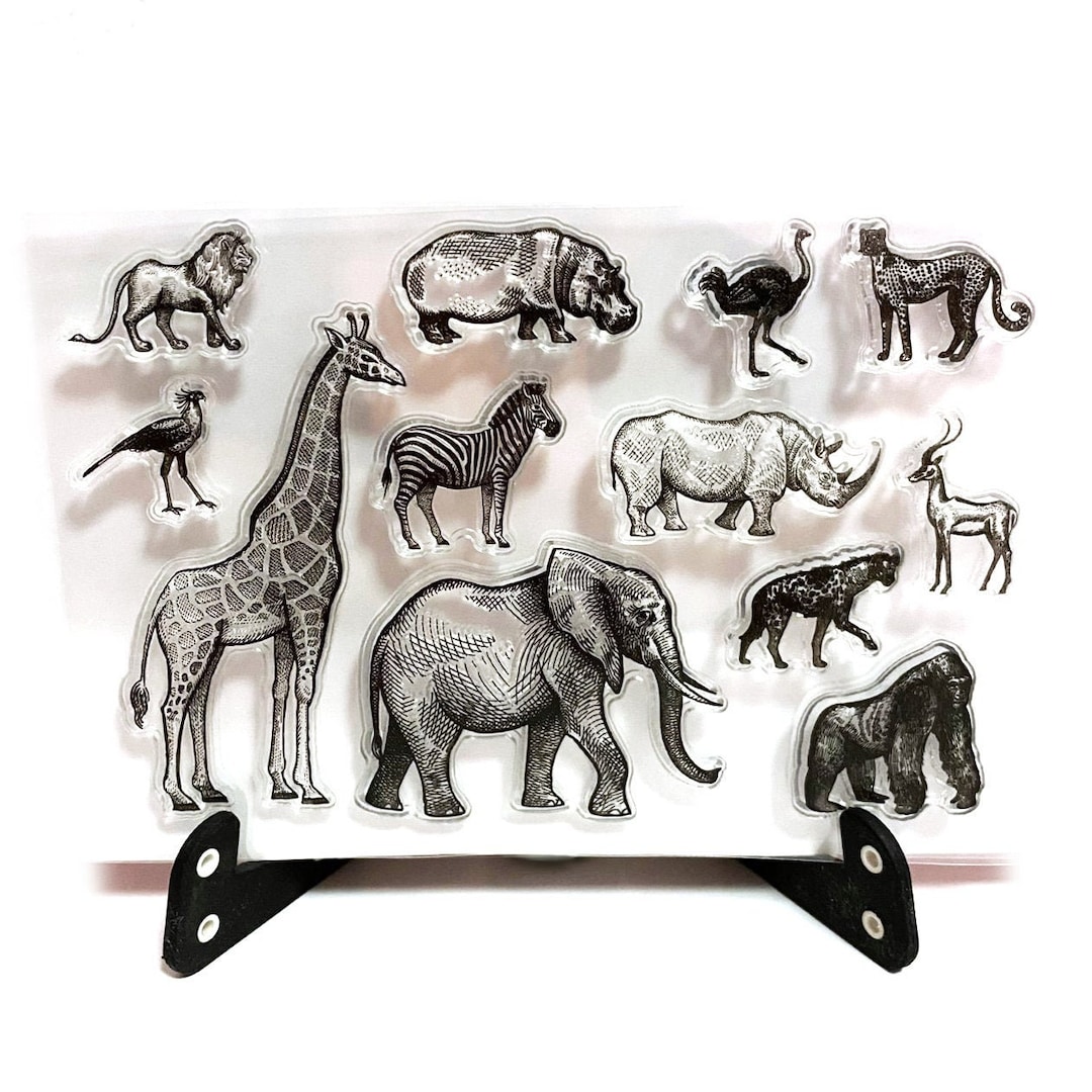 Animal Kingdom Stamp, Zoo Clear Transparent Stamp, Realistic Handdrawn ...